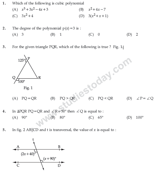 CBSE Class 9 Mathematics Sample Paper Set 25 CBSE Class 9 Mathematics Sample Paper Set 25